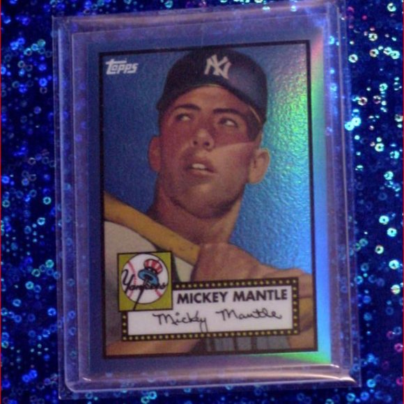 Topps | Toys | Mickey Mantle Blue Refractor Facsimilie Autograph ...